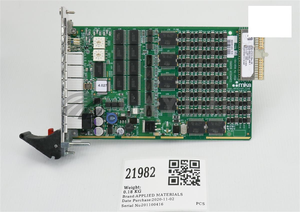 1000000075_A21982 APPLIED MATERIALS PCB CDN491R CONTROL BD, MKS AS01491 ...