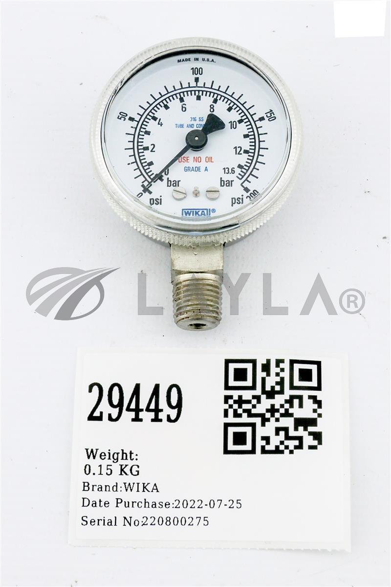 1000000075_A29449 WIKA PRESSURE GAUGE, 0 - 200 PSI 316 SS TUBE AND ...