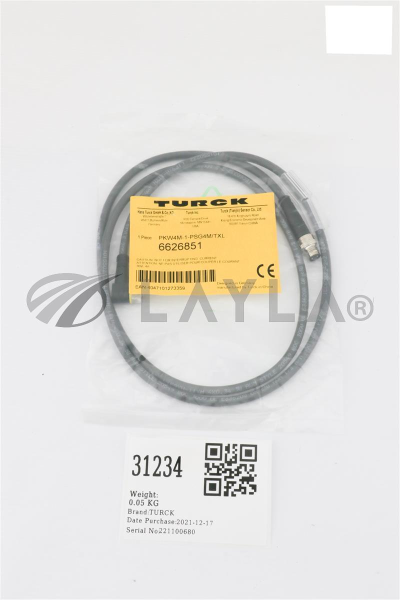 1000000075_A31234 TURCK ACTUATOR/SENSOR CABLE, 6626851, 1M (NEW) PKW4M ...