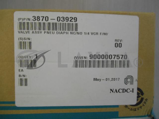 1000000175_No00695 VALVE ASSY PNEU DIAPH NC/NO 1/4VCR-F/M 3870-03929 ...